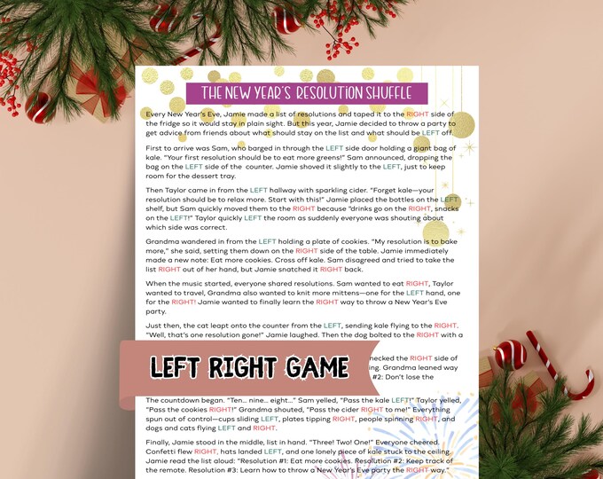 New Year's Left Right Game | Printable New Year's Eve Left Right Story ...