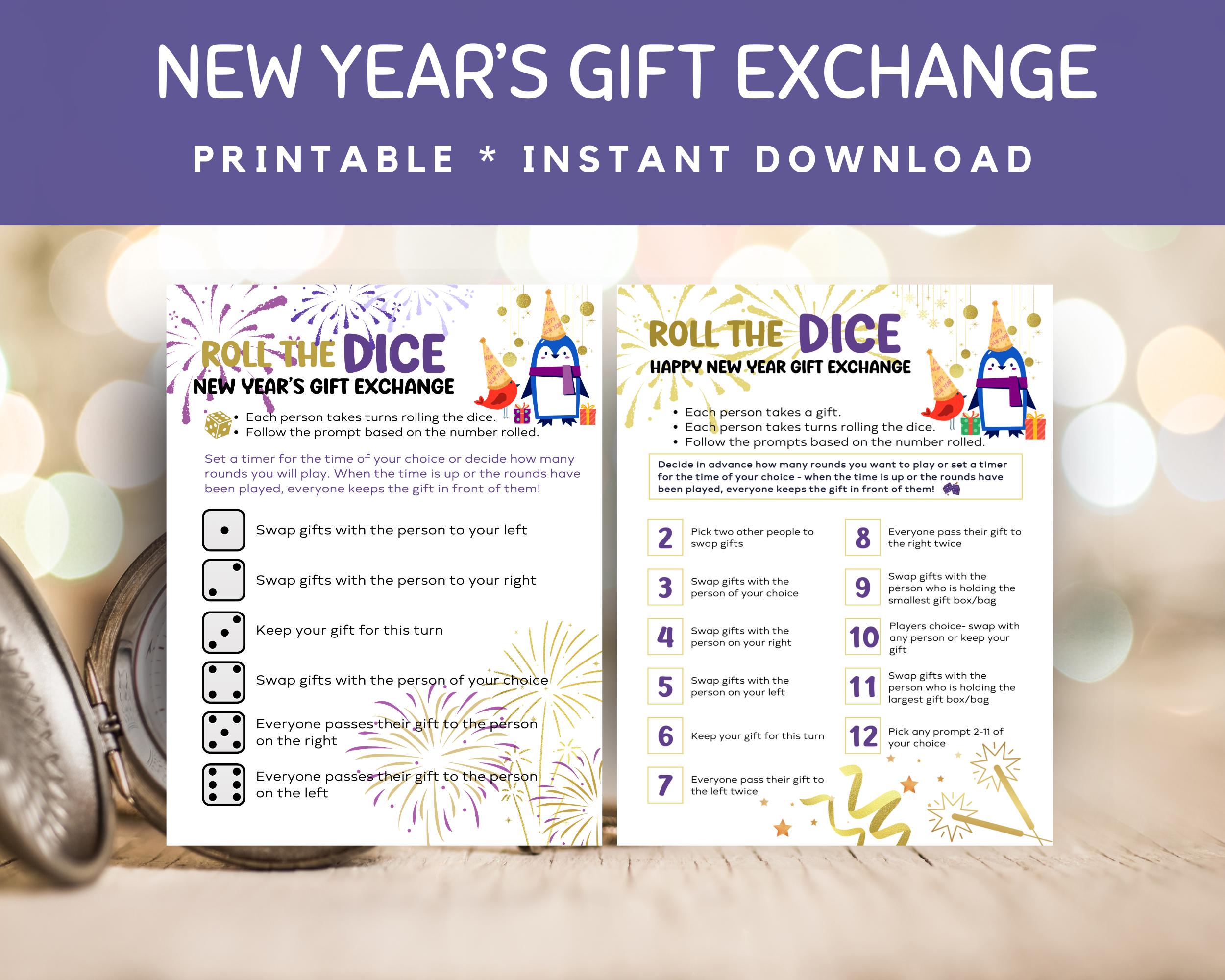 New Years Gift Exchange, Roll the Dice Gift Exchange, New Year's Eve ...