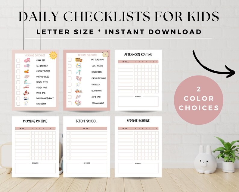 Kids Morning Checklist Printable, Bedtime Routine, Preschool Morning ...
