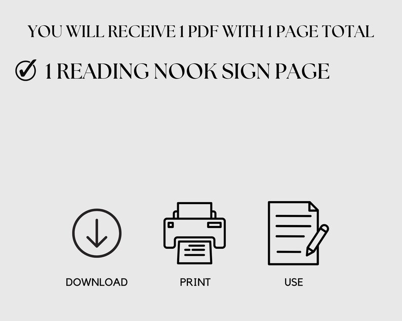 Book Nook Door Sign, Reading Nook Sign, Printable Reading Nook Sign for ...