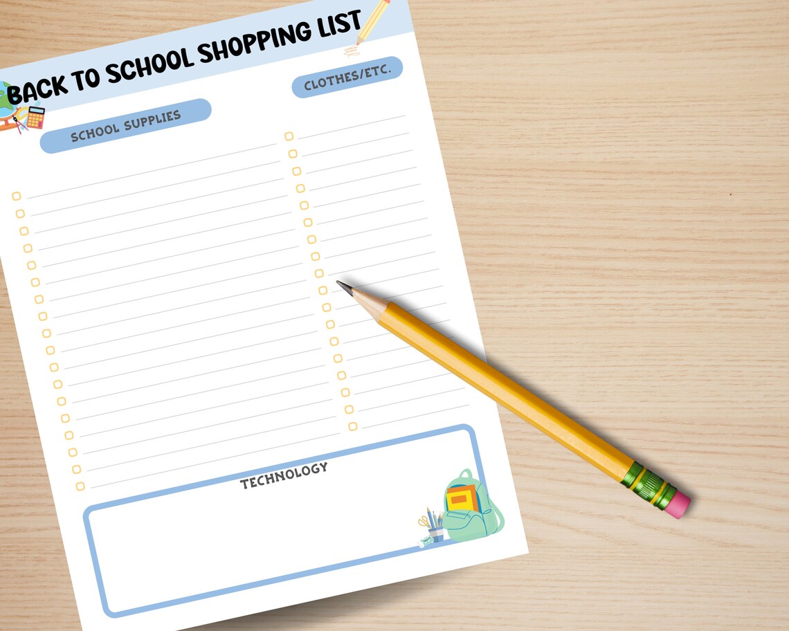 Back to School Supply List, Printable School Shopping List, Back to ...