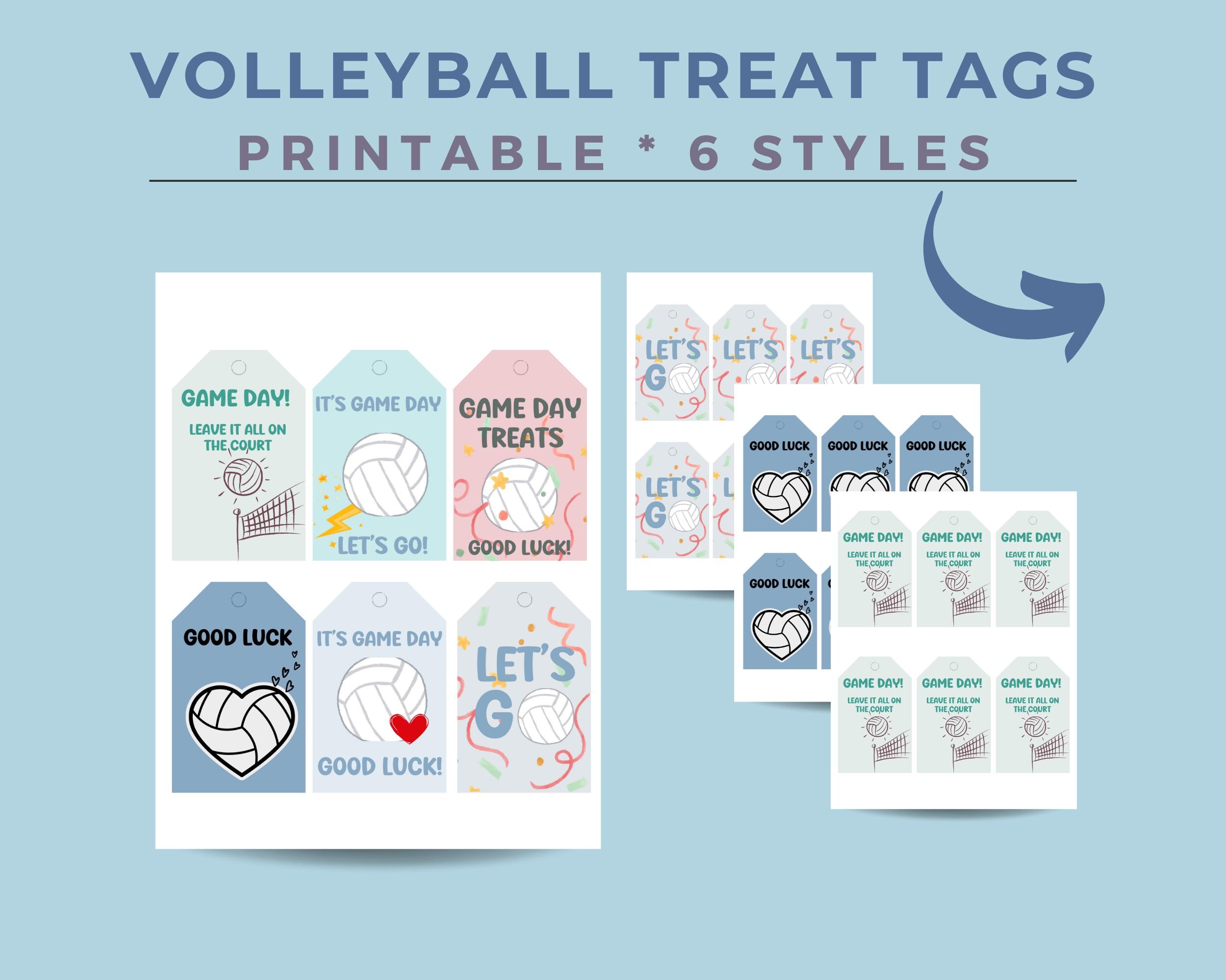Volleyball Treat Bag Tags, Volleyball Good Luck Tags, Volleyball Party ...