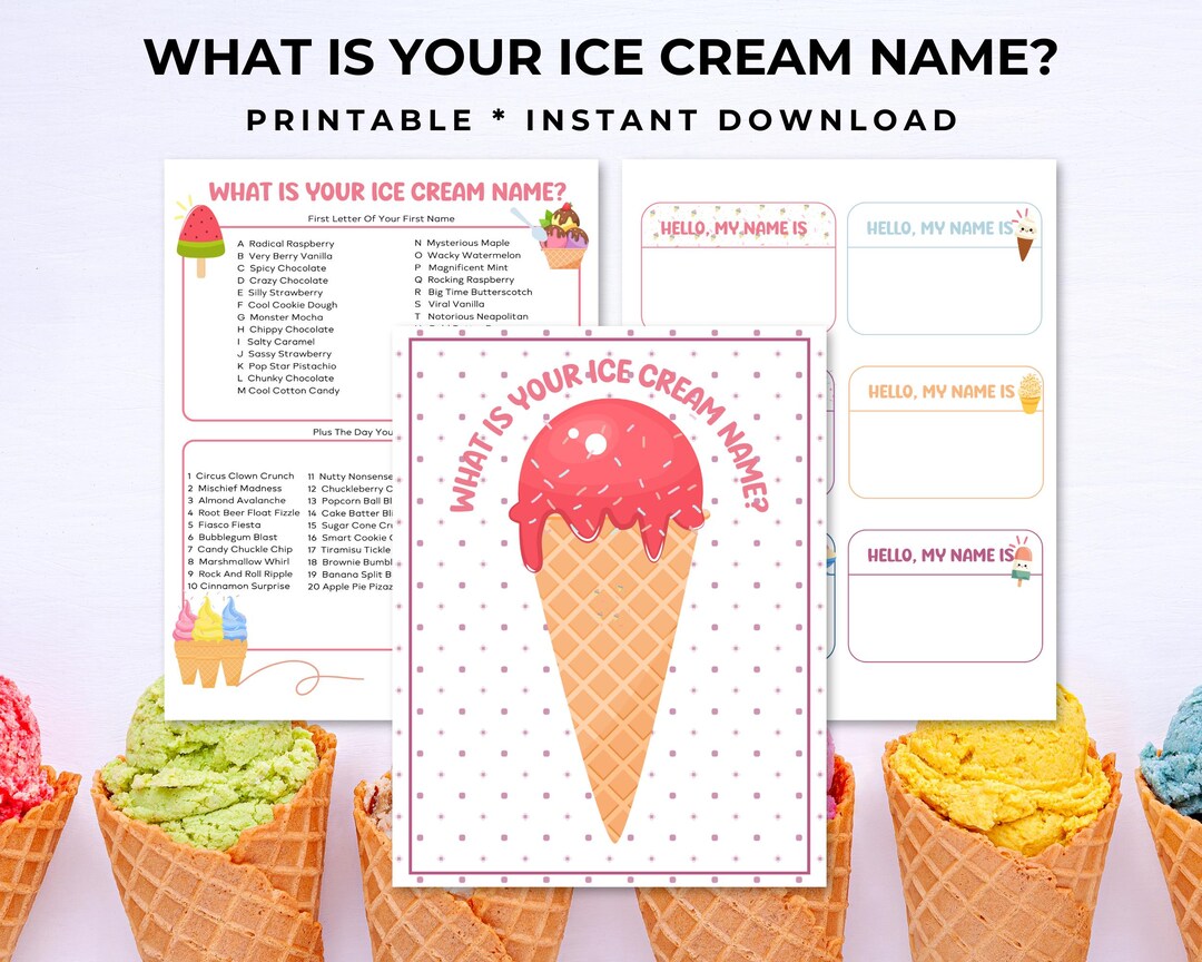 Ice Cream Party Game, What is Your Ice Cream Name, Birthday Party Game ...