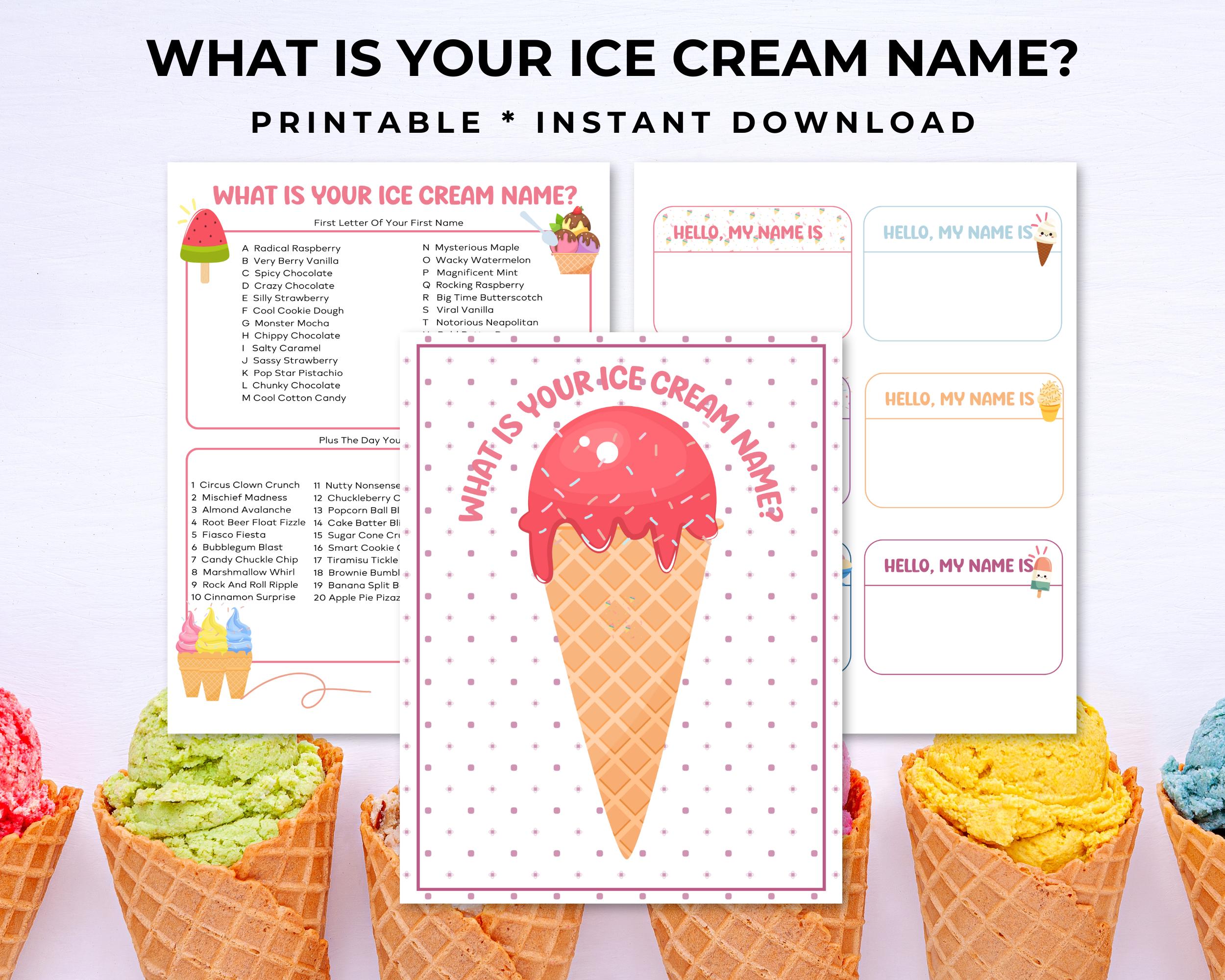 Ice Cream Party Name Tags Ice Cream Desk Name Tags By From The Pond