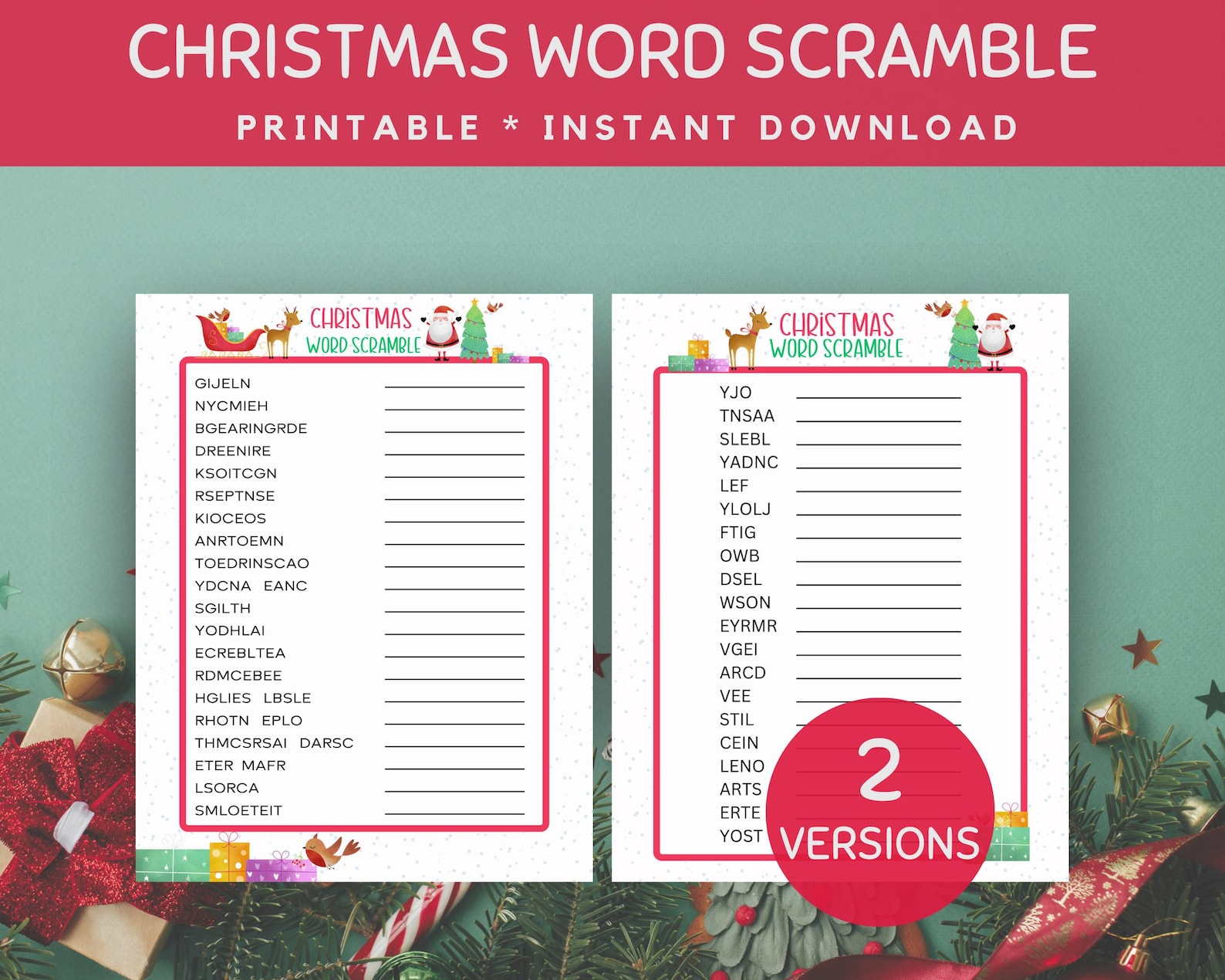 Christmas Word Scramble, Printable Holiday Word Scramble, Holiday ...