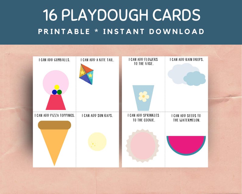 Printable Playdough Activity Cards, Creative Tabletop Game (PDF ...
