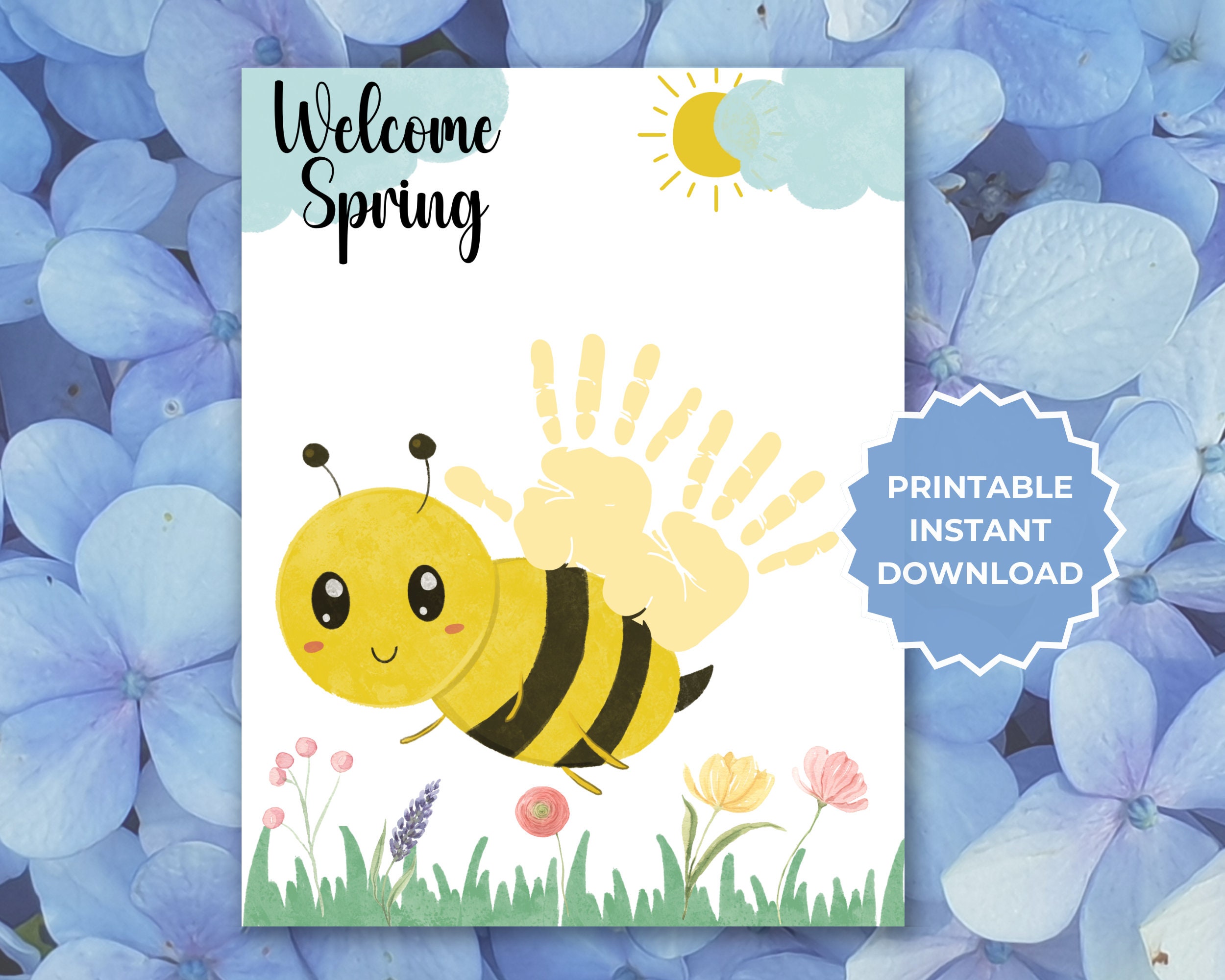 Spring Handprint Art, Bee Handprint Art, Preschool Spring, Memory ...