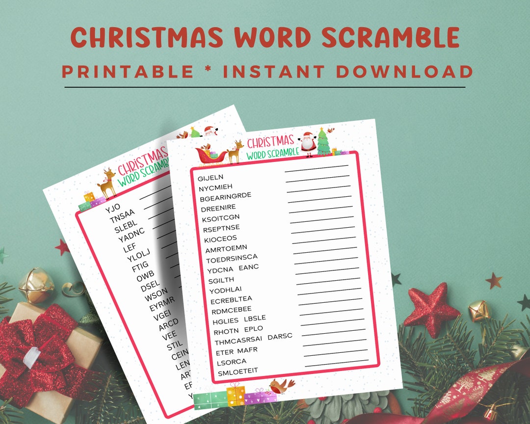 Christmas Word Scramble, Printable Holiday Word Scramble, Holiday ...