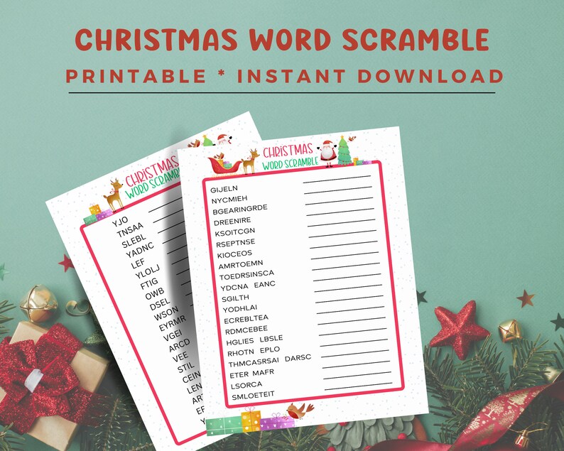 Christmas Word Scramble, Printable Holiday Word Scramble, Holiday ...