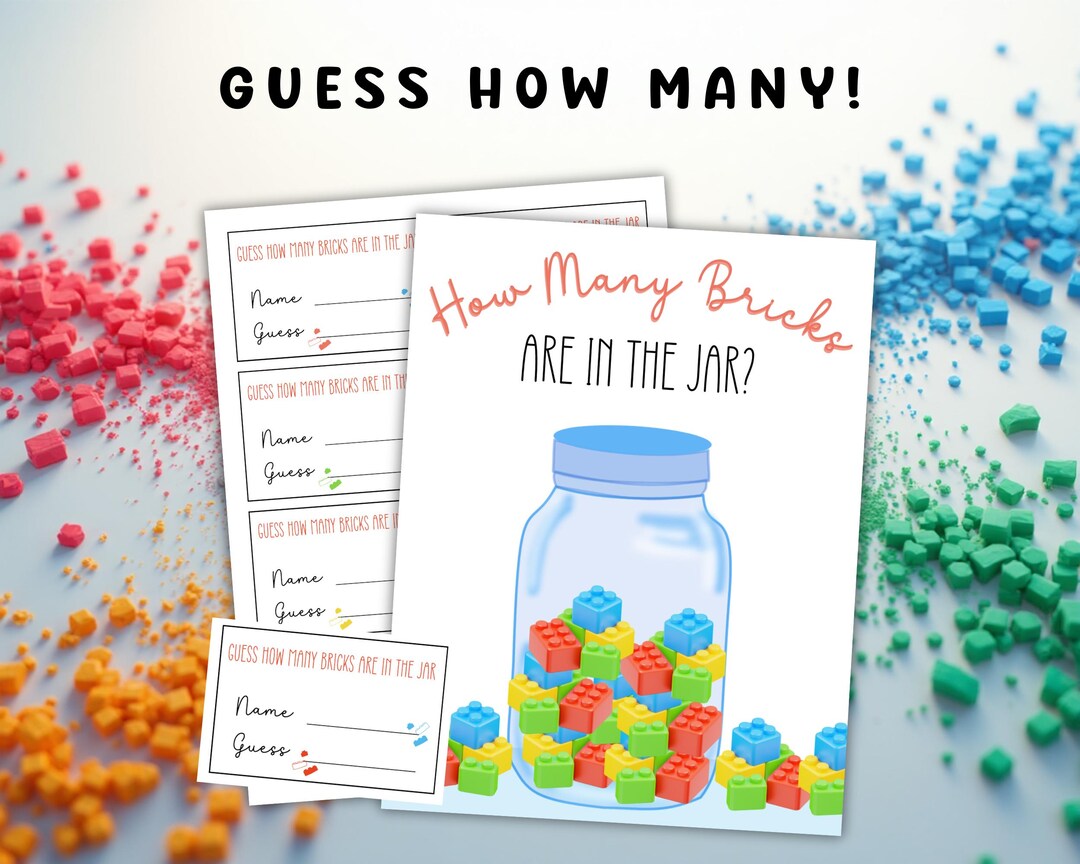 Guess How Many in the Jar, Birthday Party Game, Building Blocks ...