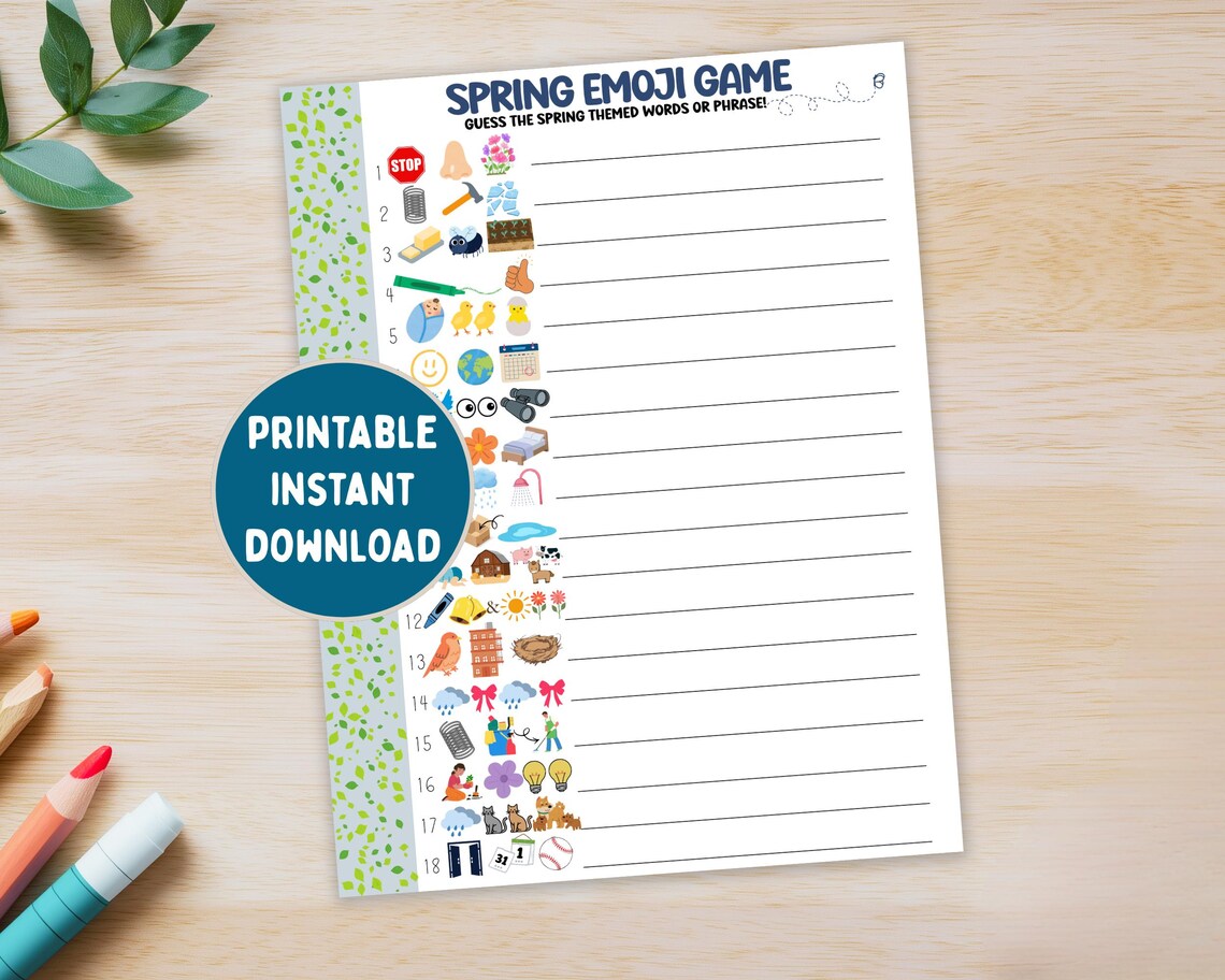 Spring Emoji Game, Printable Icebreaker, Guess the Phrase, Spring ...