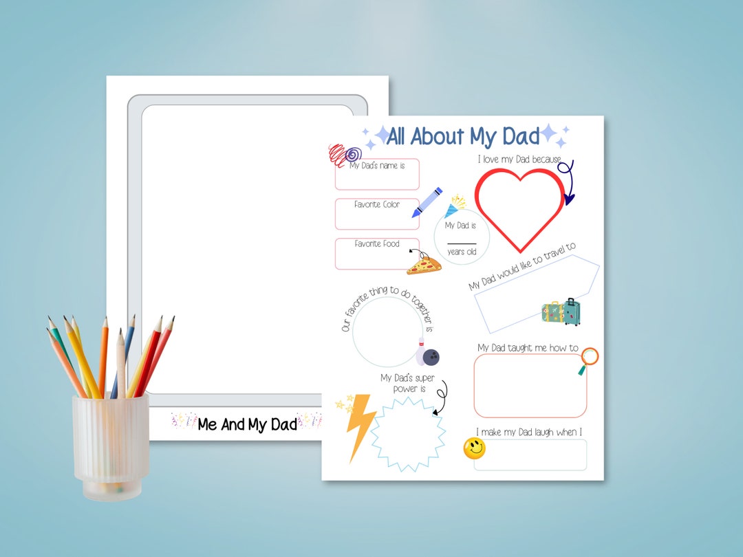 All About My Dad, Printable Questionnaire for Kids, Father's Day Gift ...