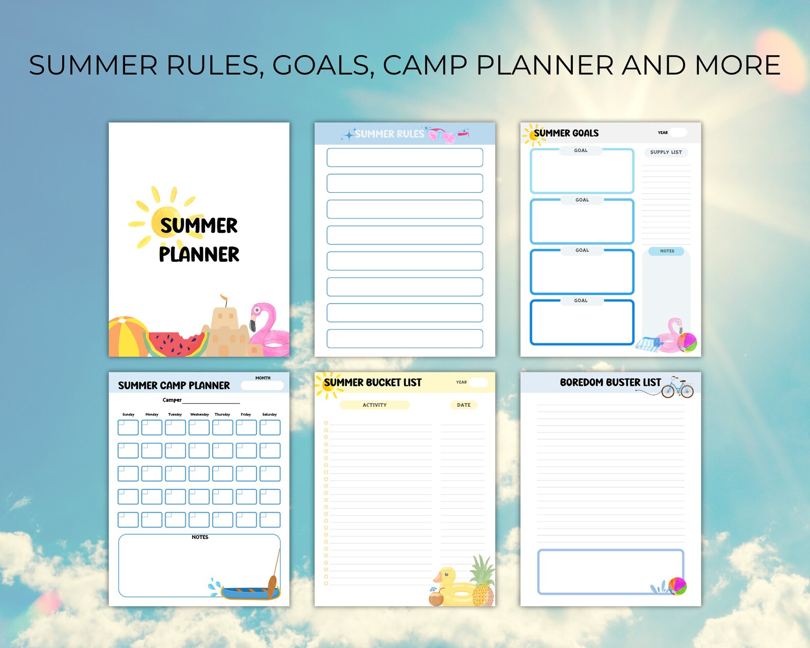 Summer Break Planner, Summer Activity Planner, Printable Summer ...