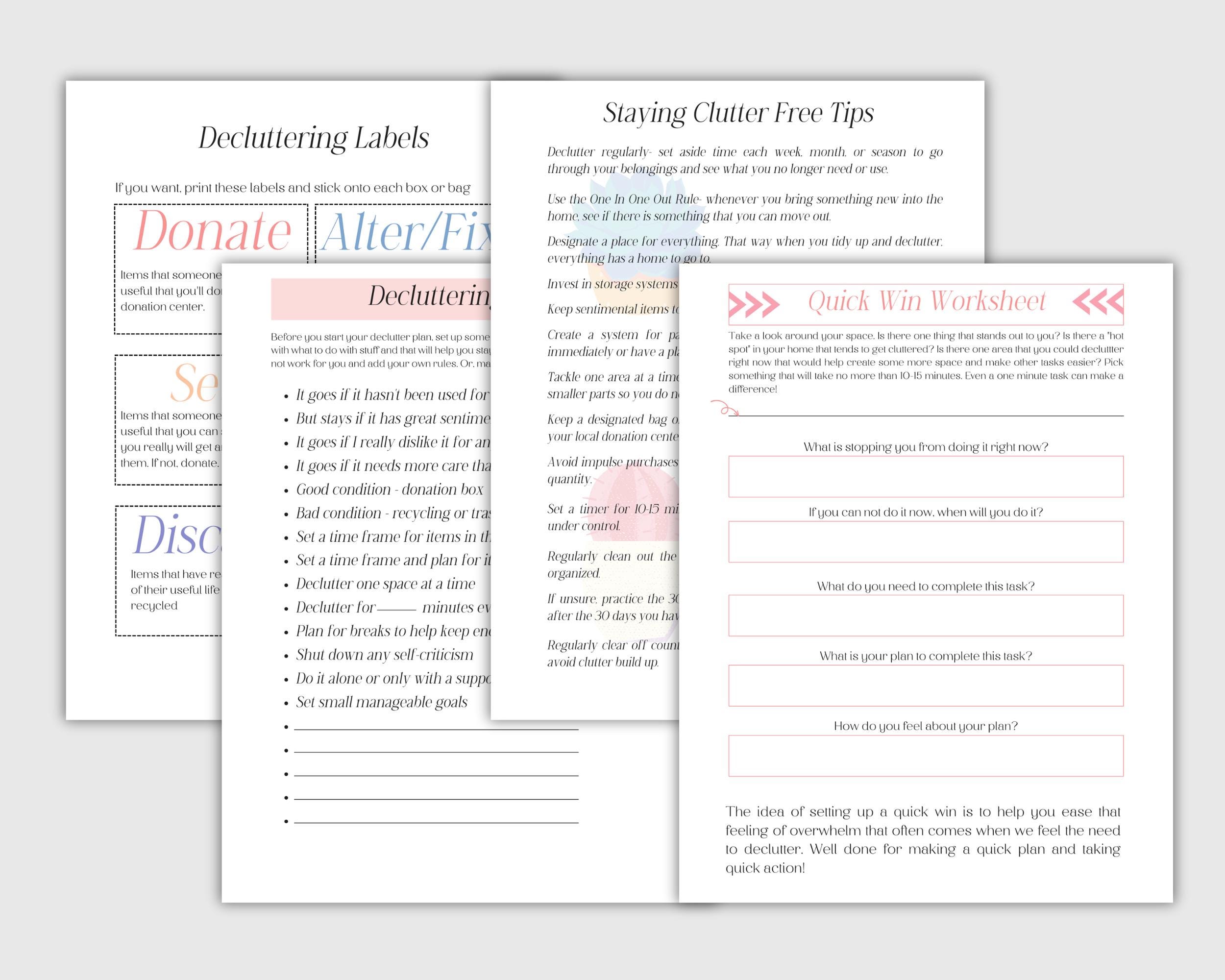 Printable Declutter Planner, Housecleaning Checklist, Cleaning ...