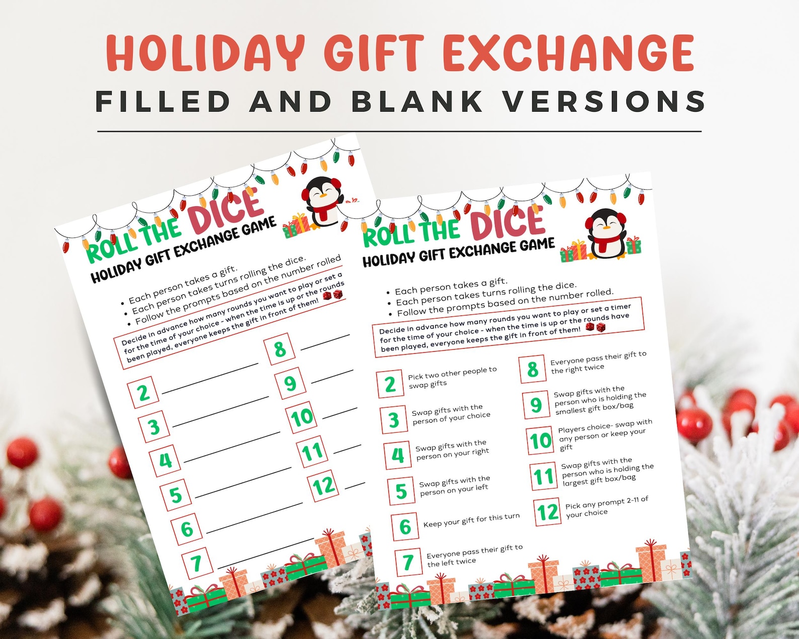 Roll the Dice Gift Exchange, Christmas Dice Gift Exchange, Holiday Gift ...