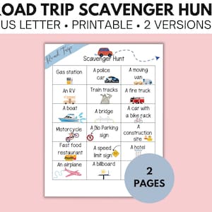 Road Trip Scavenger Hunt,car Scavenger Hunt, Road Trip Game, Travel ...