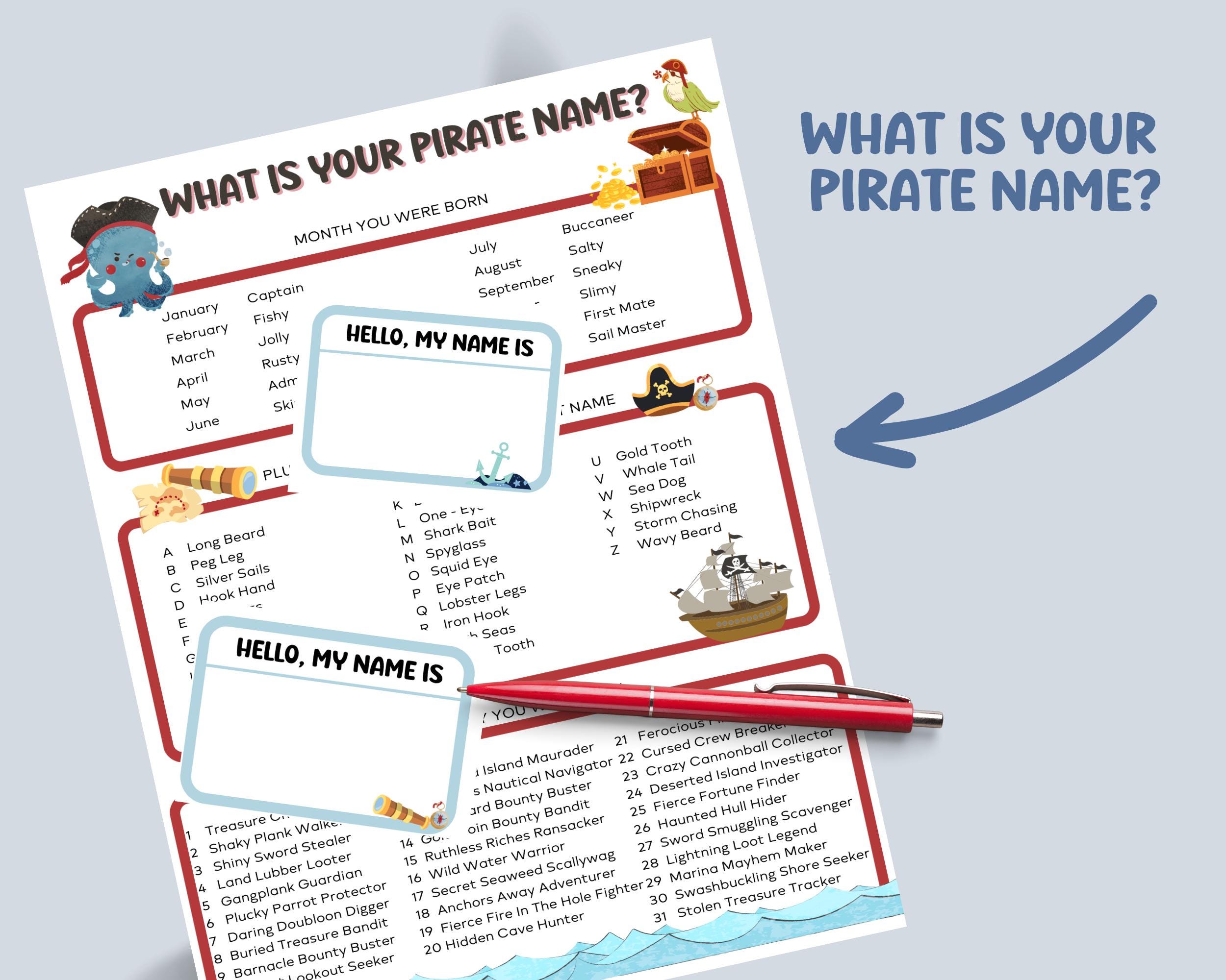What is Your Pirate Name, Talk Like A Pirate Day, Pirate Birthday Party ...