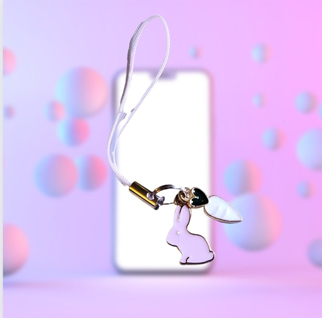 Pink Bunny and White and Black Carrot Phone Charm Forest - Etsy