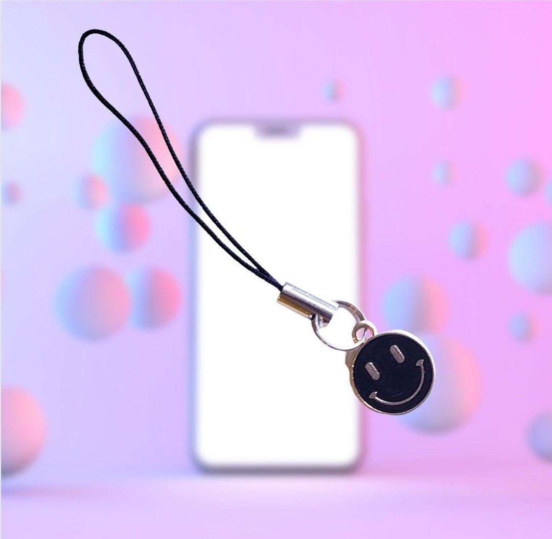 Black Smiley Face Phone Charm Emoji Emojis Charms FAST - Etsy