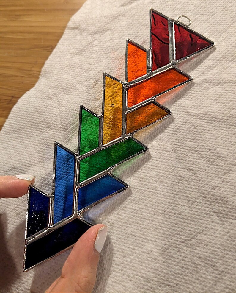 Geometric Rainbow Stained Glass Suncatcher: Modern Elegance With a ...