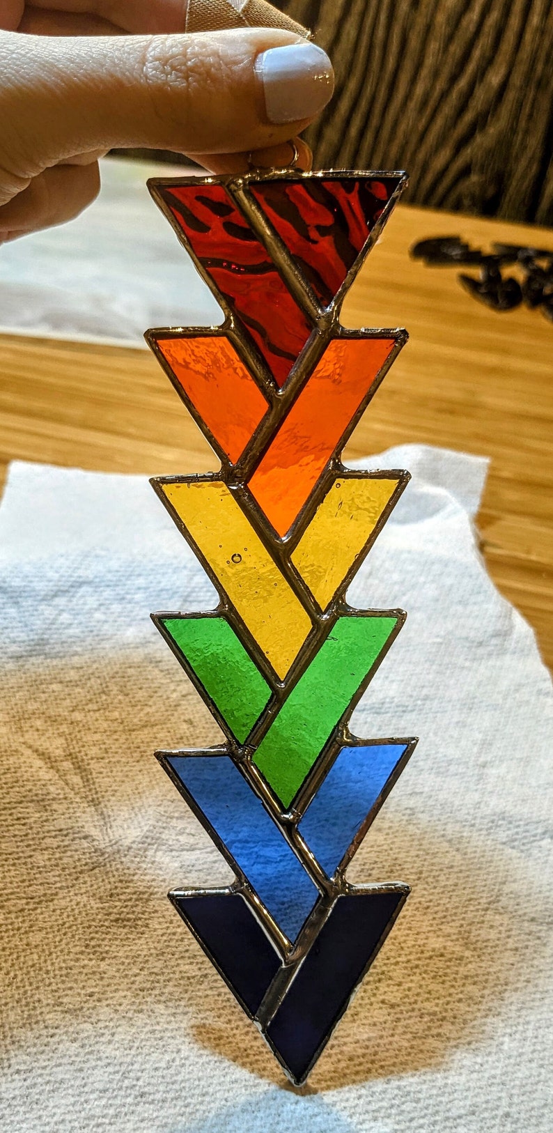 Geometric Rainbow Stained Glass Suncatcher: Modern Elegance With a ...
