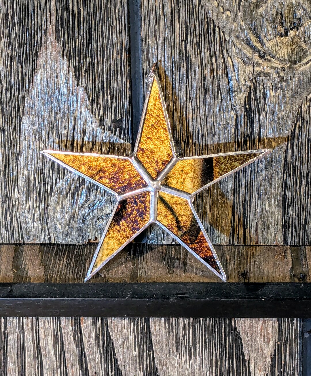 Golden Stained Glass Star - Whimsical Wall Decor, Handcrafted Ornament ...