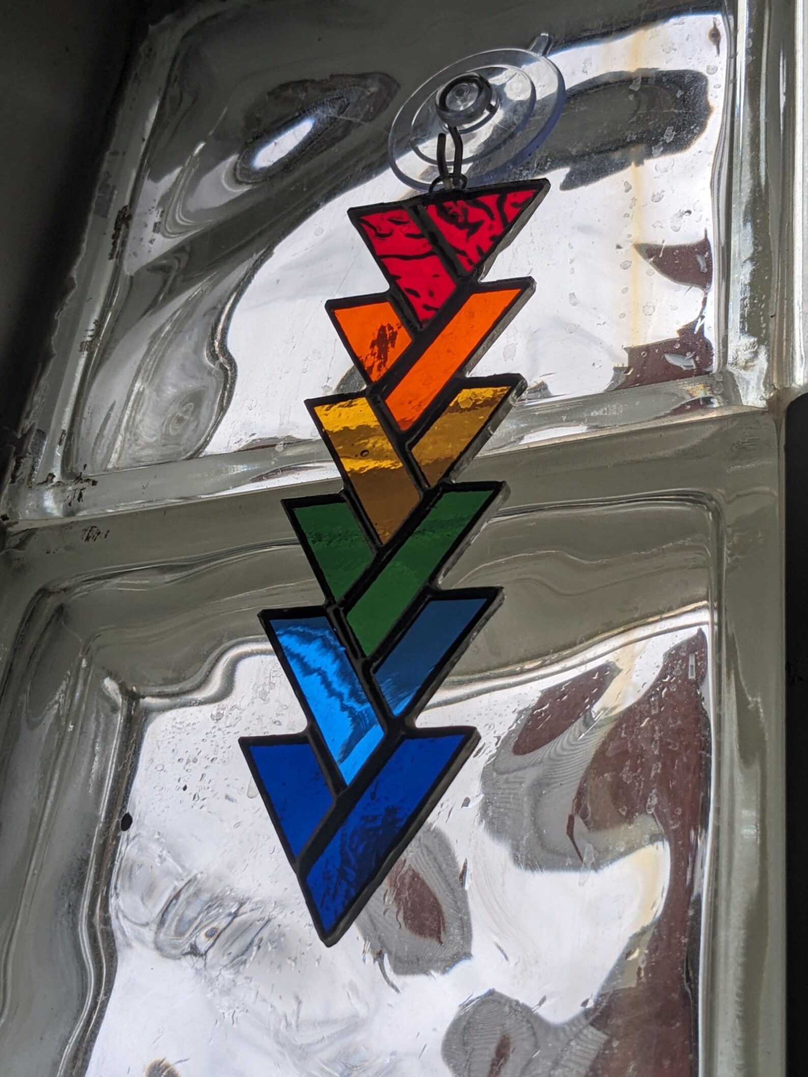 Geometric Rainbow Stained Glass Suncatcher: Modern Elegance With a ...