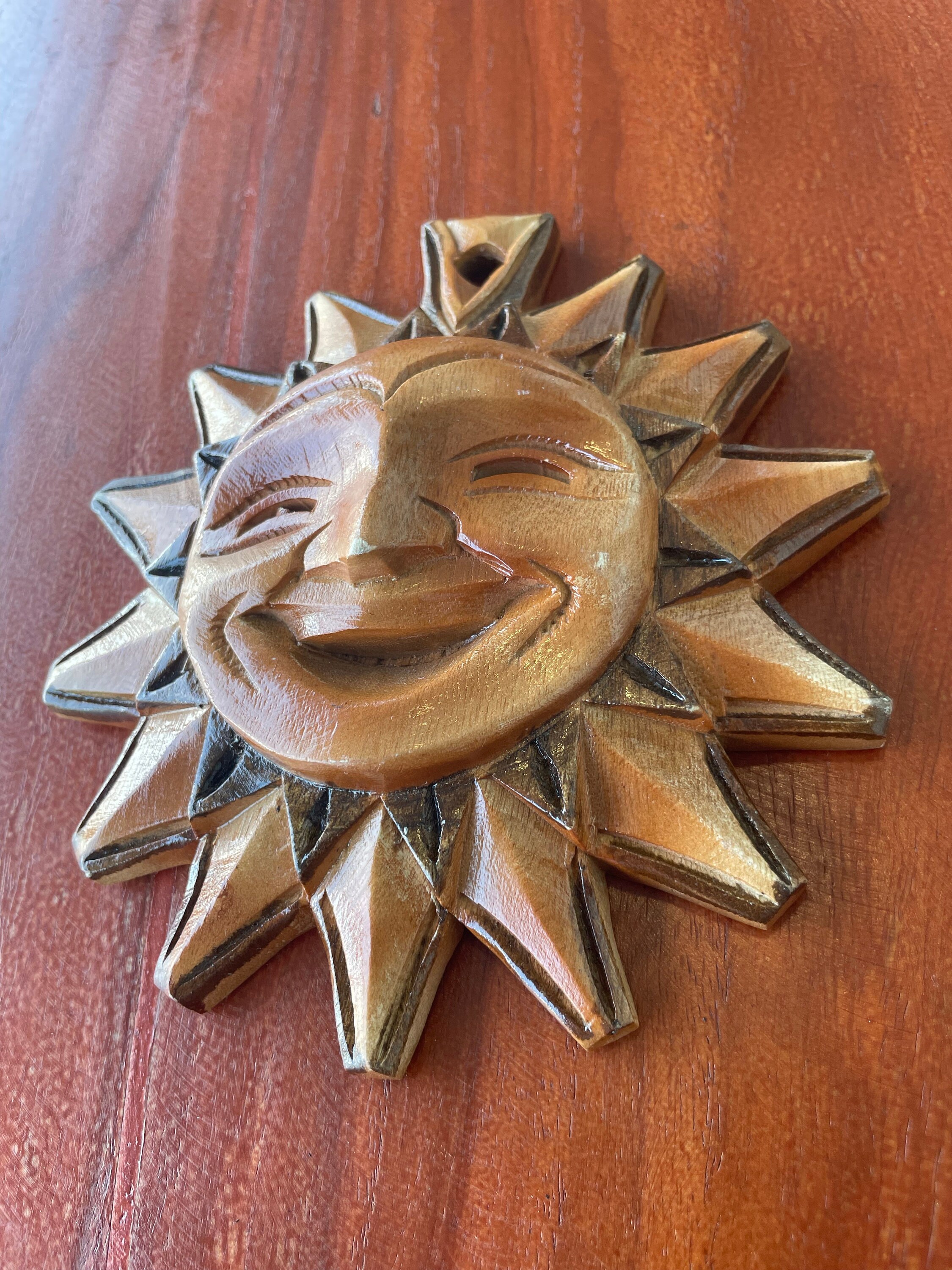 Hand-carved Wood Sun - Etsy