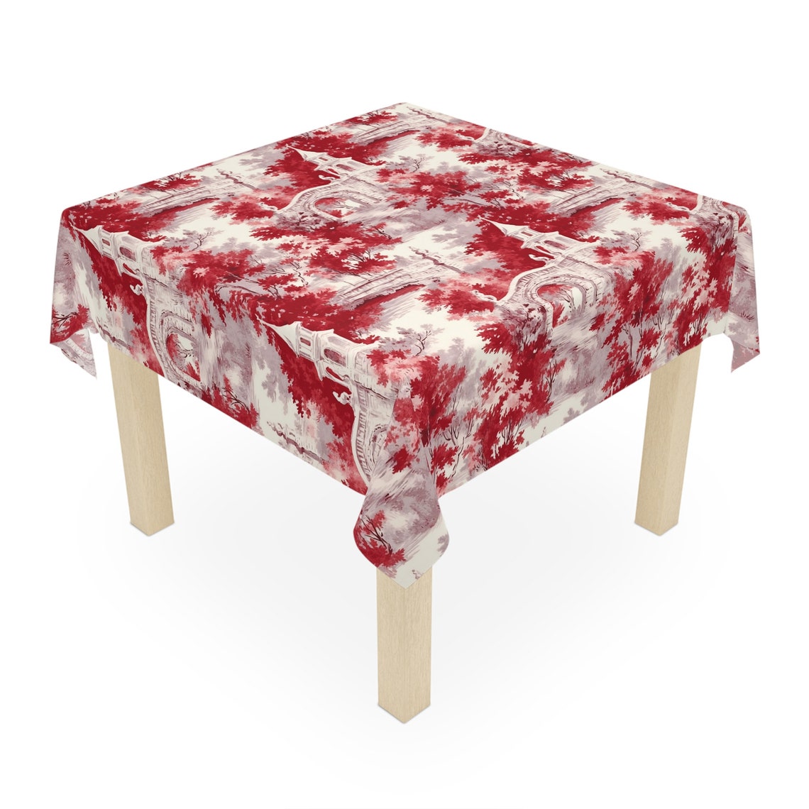 Classic Red French Country Toile Tablecloth Vintage Table Linens Dining ...