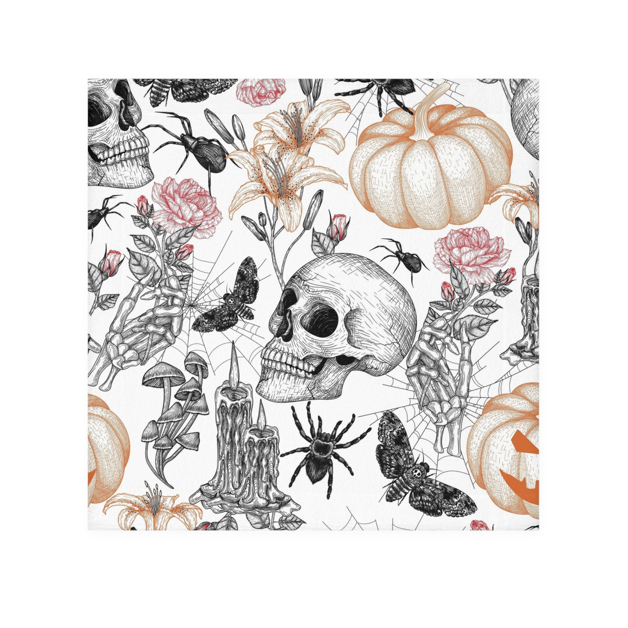 Vintage Halloween Face Towel Featuring Botanical Autumn Pattern ...