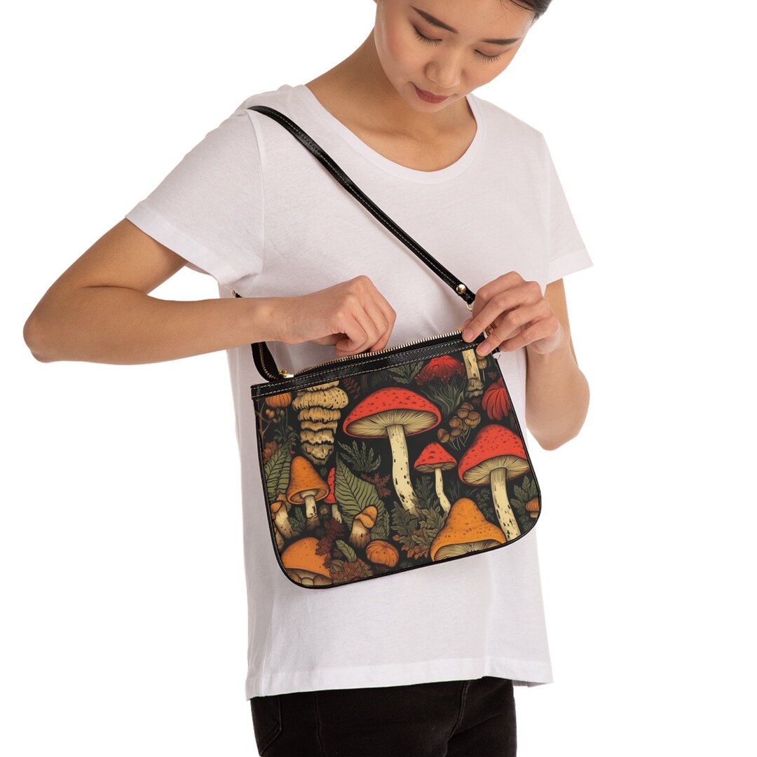 Mushroom Vegan Leather Small Purse Small Shoulder Bag Adjustable Strap ...