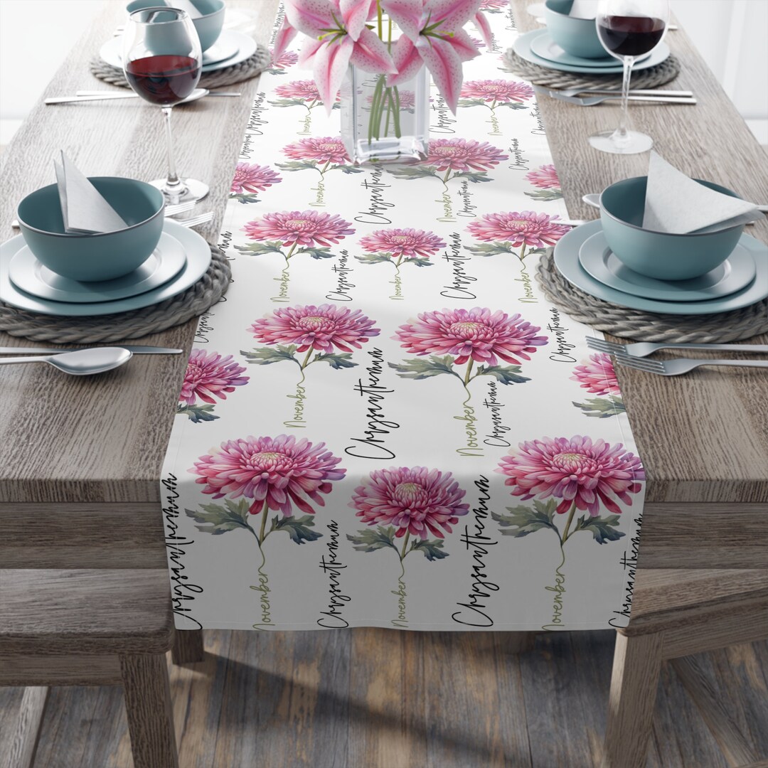 Personal Birth Month Flower Table Runner cotton, Poly November ...