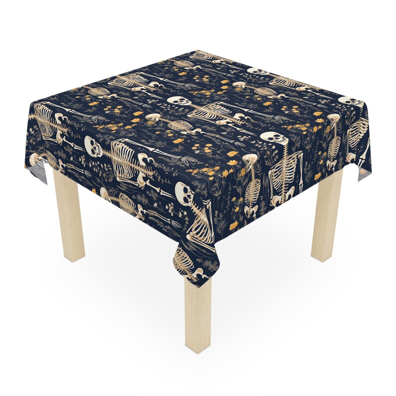 Halloween Tablecloth Skeletons Wildflowers Tablecloth Fun Floral ...