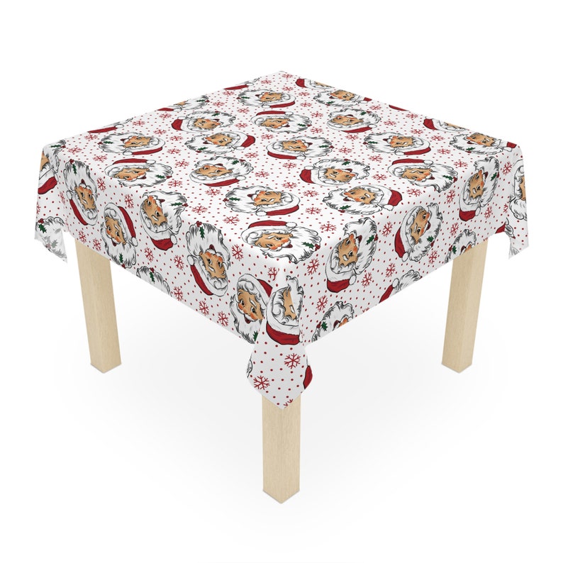 Christmas Cartoon Vintage Santa Claus Tablecloth Darling Vibrant Old ...