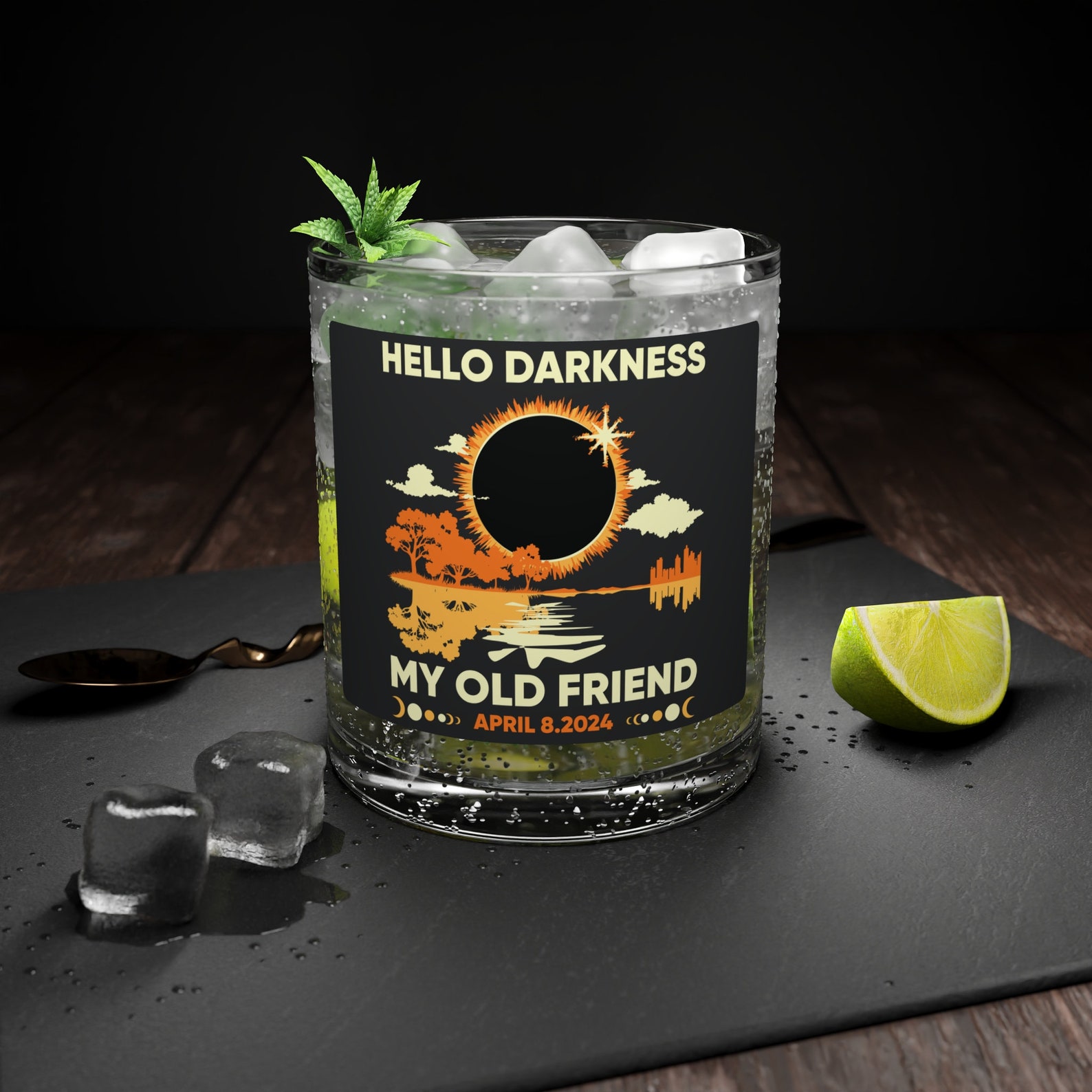 Solar Eclipse 2024 Bar Glass Total Solar Eclipse 2024 Memorabilia Solar ...