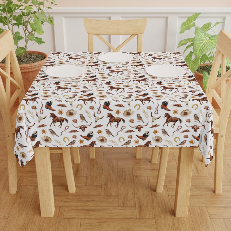 Western Tablecloth One Size Fun Western Pattern With Horses, Horseshoes ...