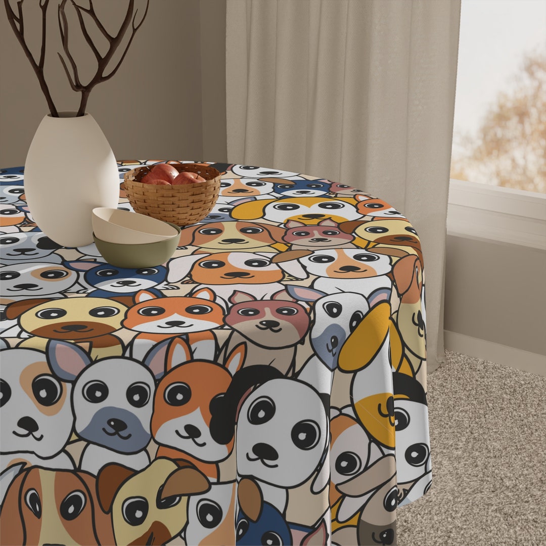 Cartoon Dogs Tablecloth | Dog Lover Tablecloth | Veterinary Clinic ...