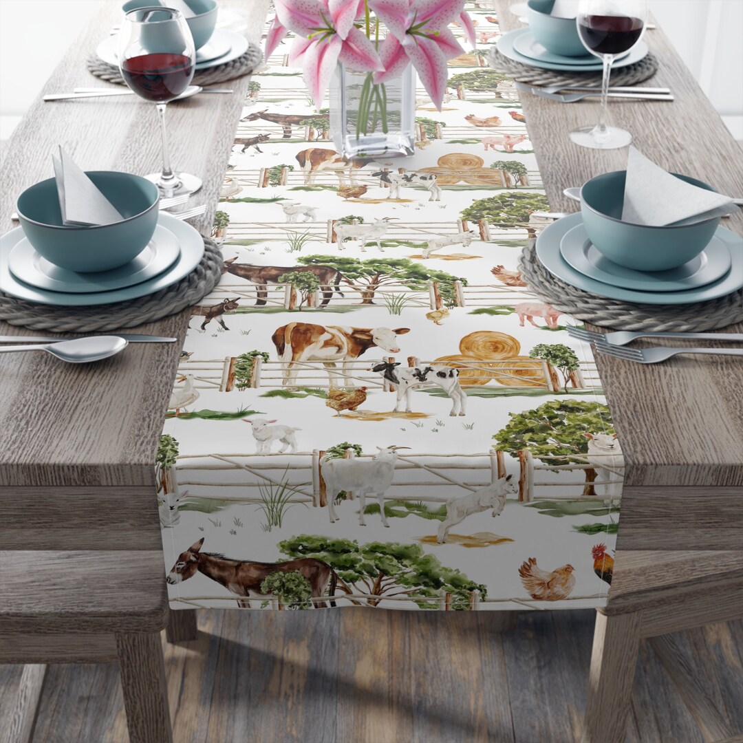 Farm Life Table Runner (cotton, Poly) in Two Sizes | Matching Farm Life ...