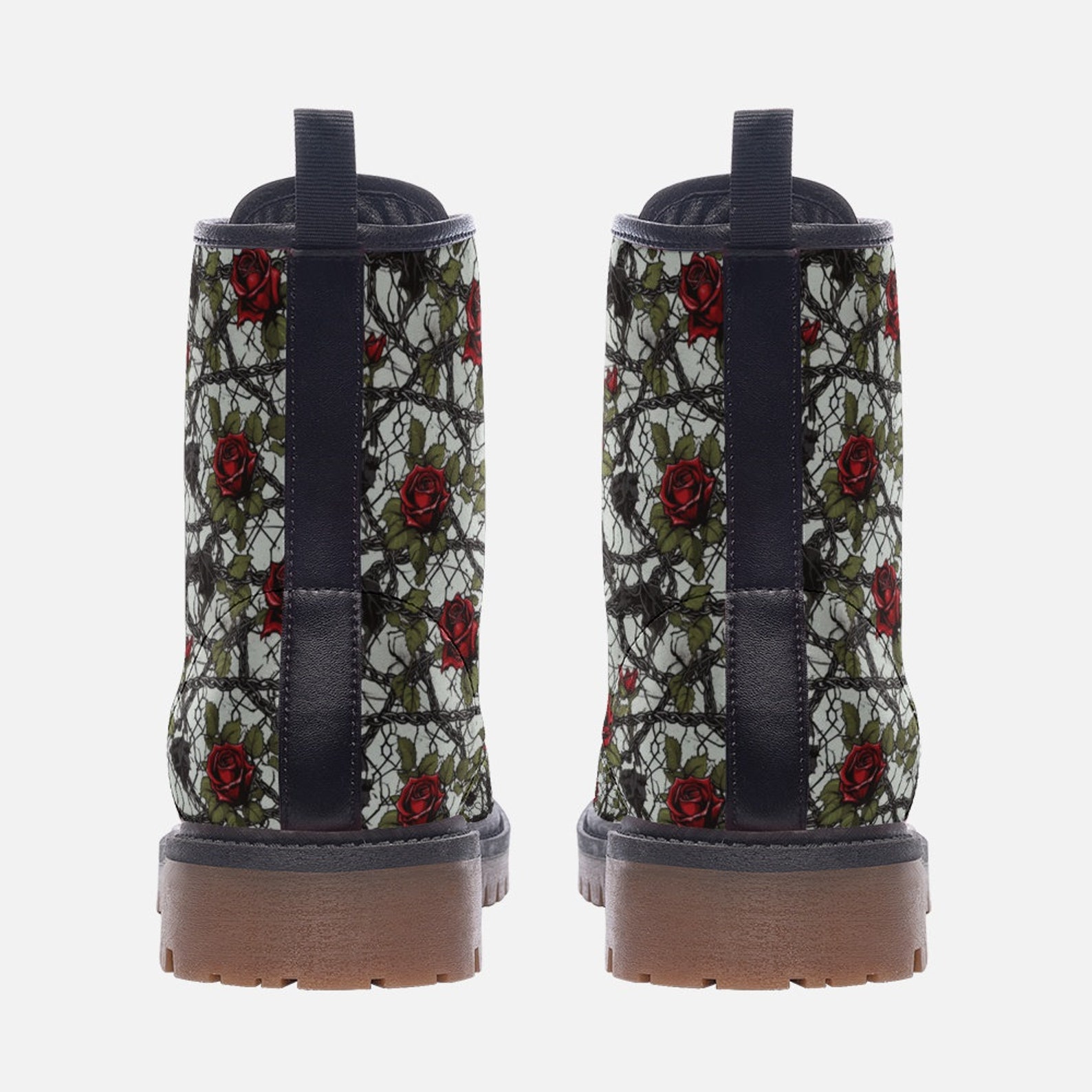 Barbed Wire Red Roses Boots Unisex Casual Vegan Leather Lightweight ...
