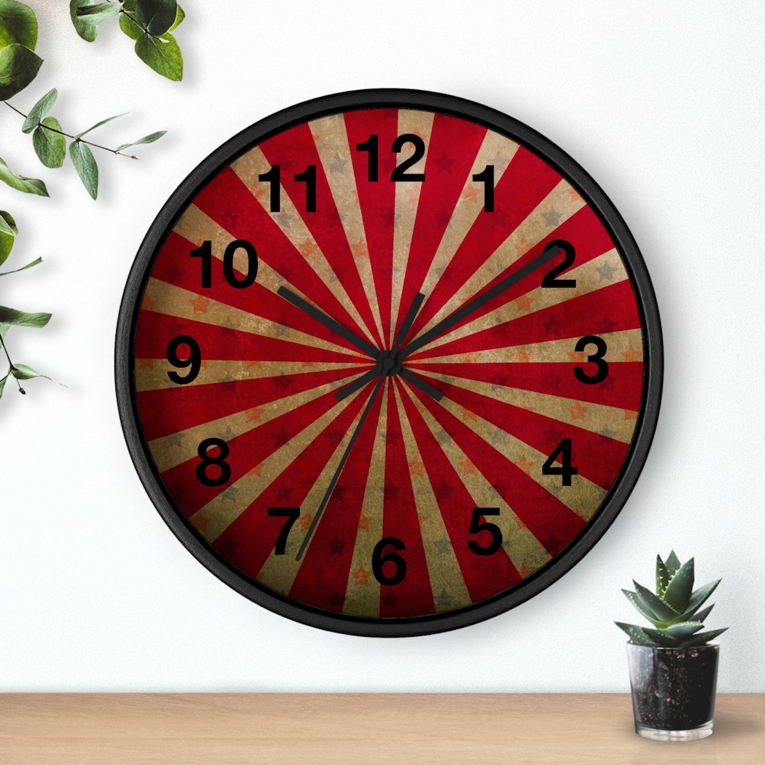 Circus Wall Clock | Fun Vintage Circus Theme Wall Clock in One Size ...
