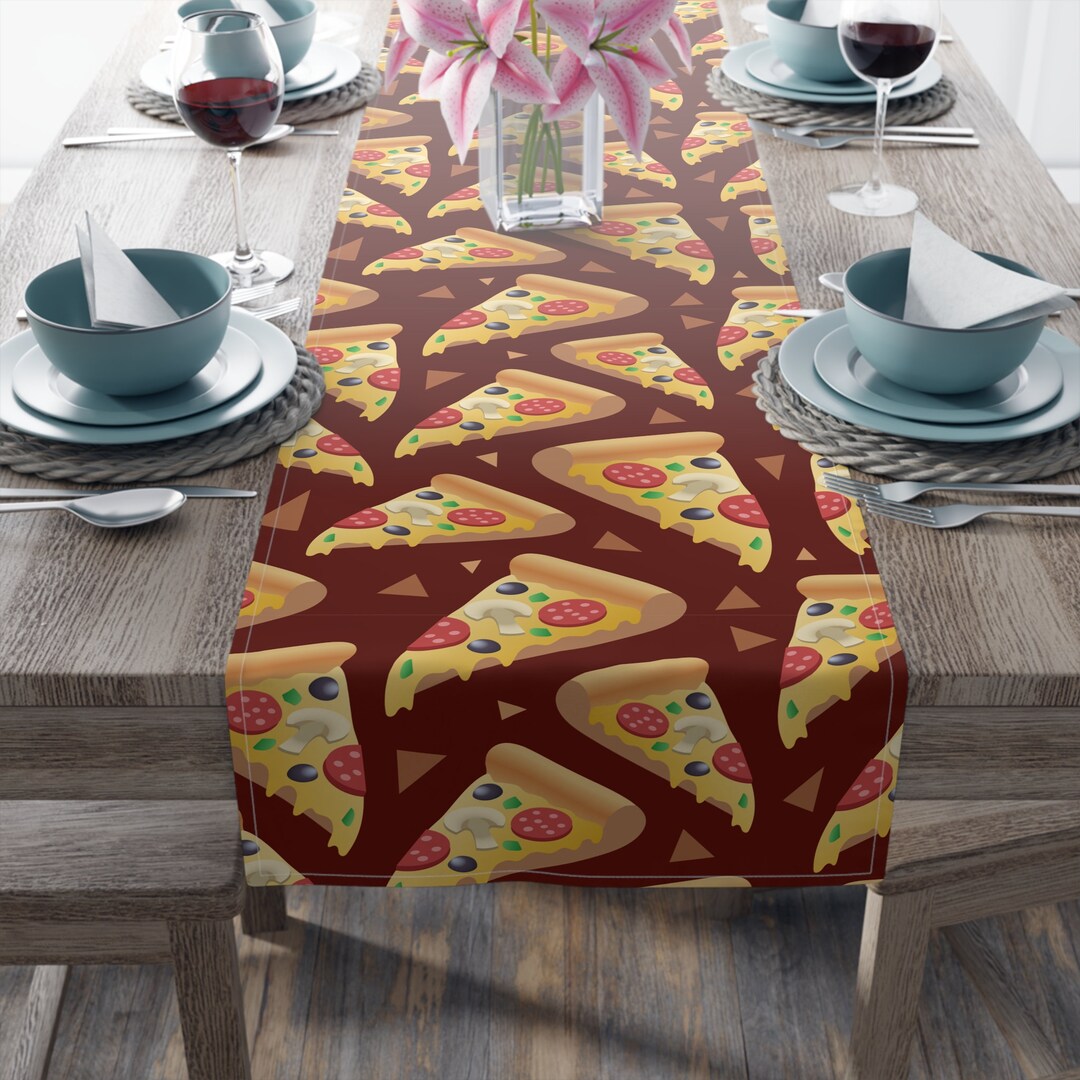 Pizza Table Runner (cotton, Poly) in Two Sizes | Fun Vibrant Pizza ...