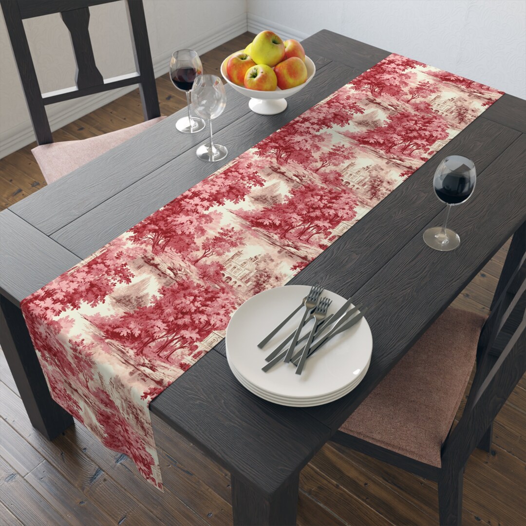 Red Toile French Countryside Table Runner (cotton, Poly) in Two Sizes ...