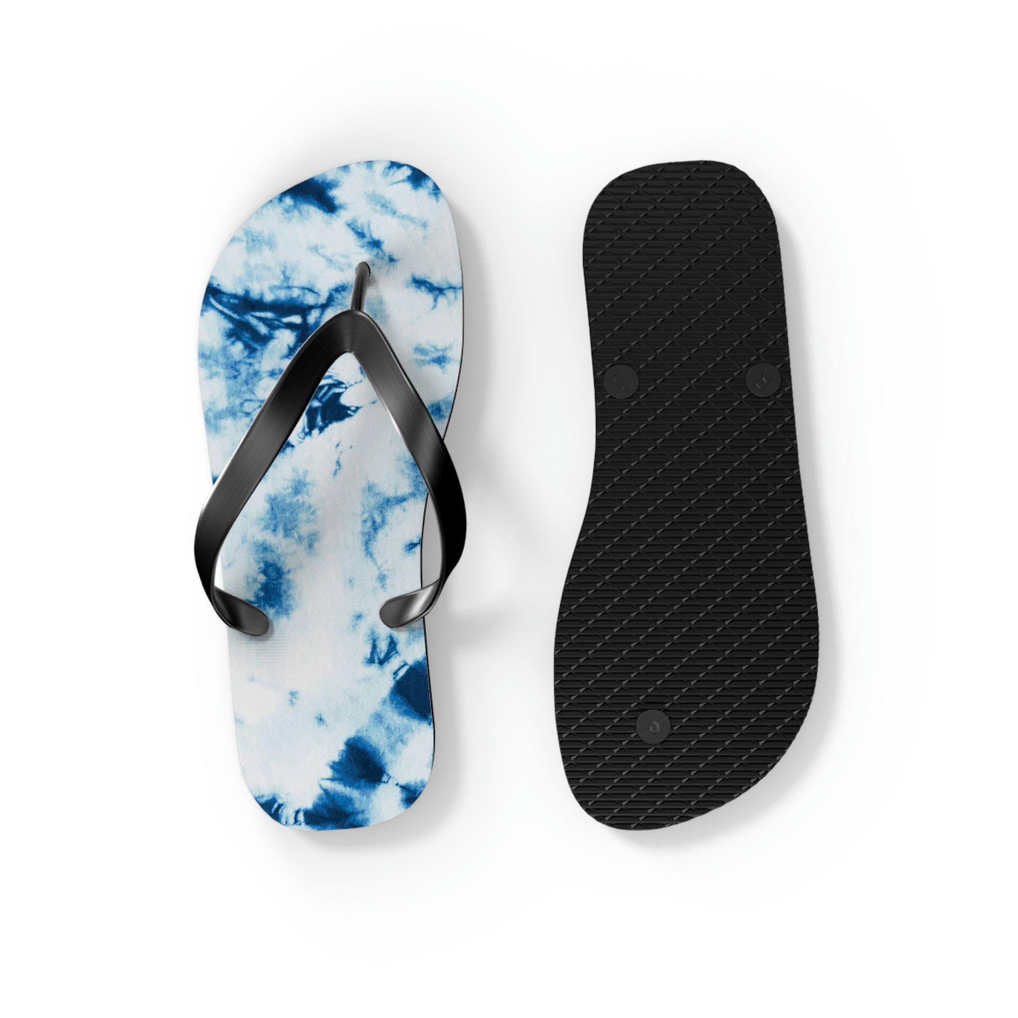 Unisex Blue Tie Dye Flip Flops With Cushioned Footbed Gift for Summer ...