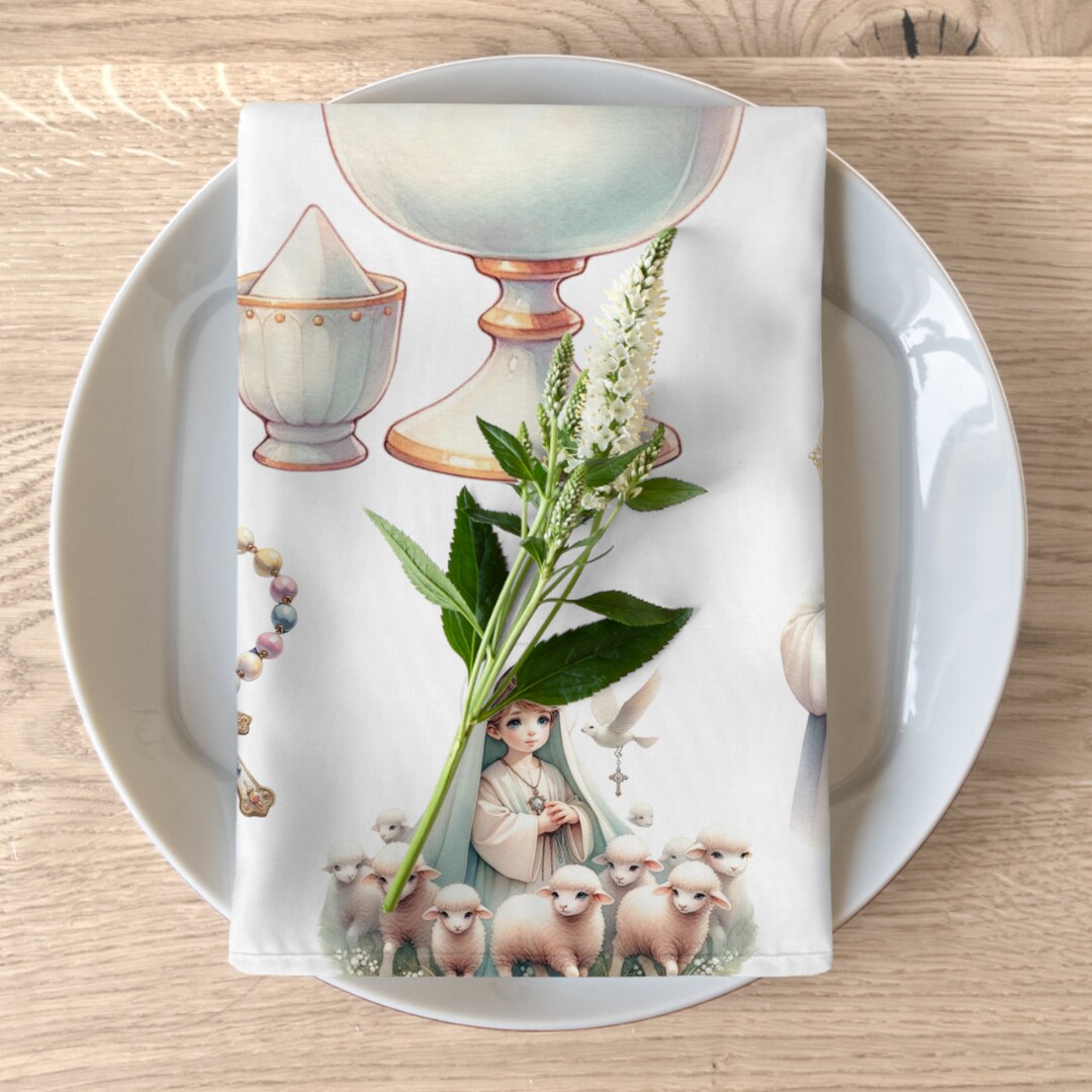 Girl First Communion Napkins, Set of Four | Catholic Girls First Holy ...