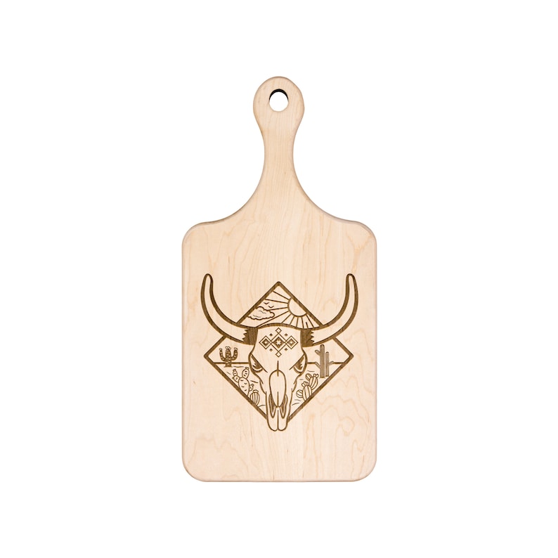 Western Longhorn Cutting Board in Maple or Walnut & Two Sizes Western ...