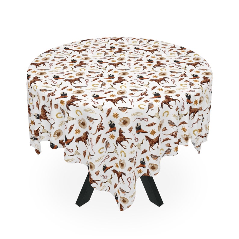 Western Tablecloth One Size Fun Western Pattern With Horses, Horseshoes ...
