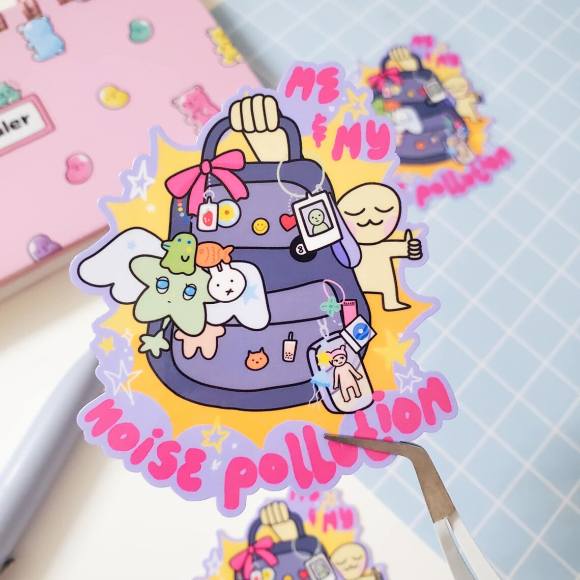 Me and My Noise Pollution Glossy Vinyl Sticker | Cute Trinket, Bag ...