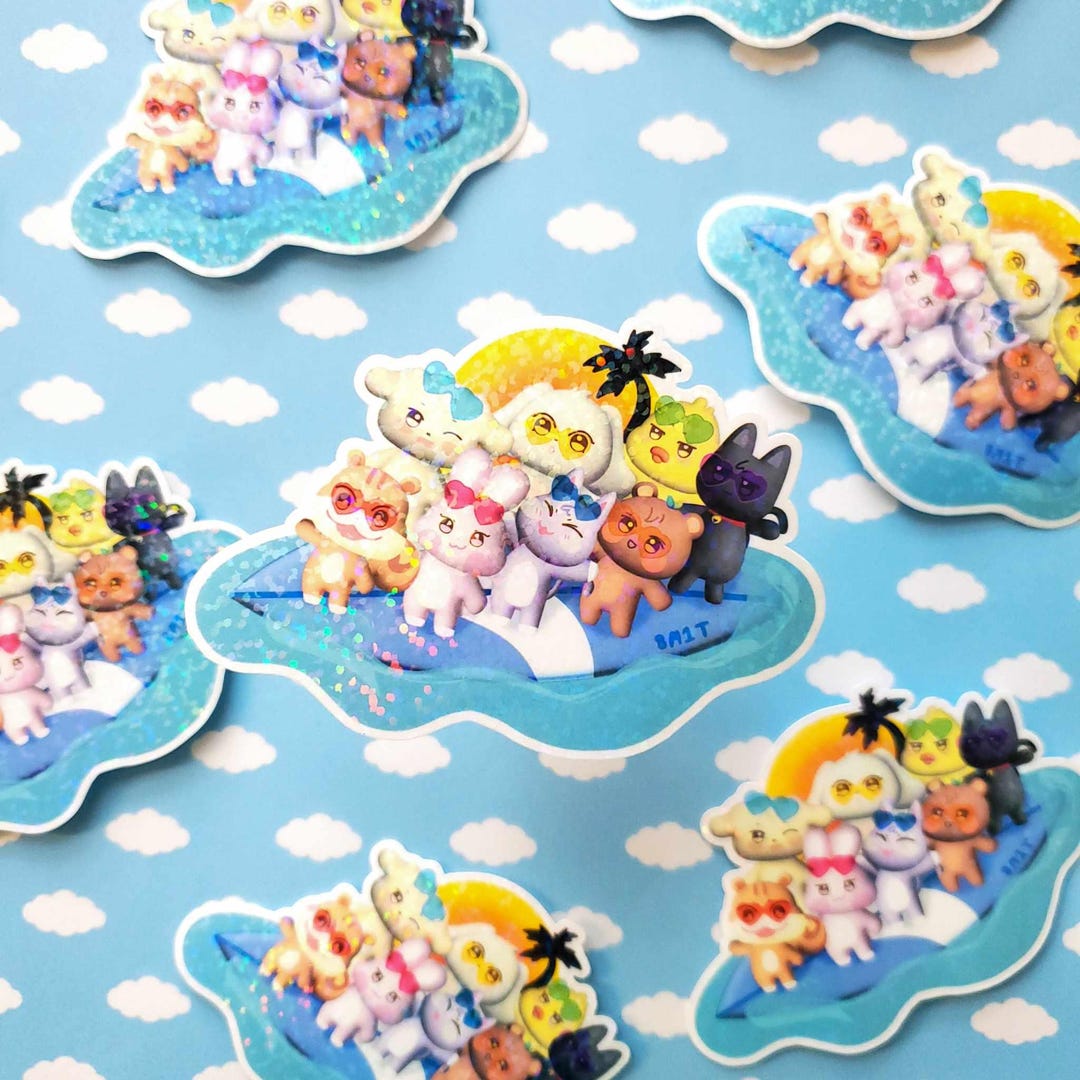 Holo Cute Summer Aniteez Surfboard 8m1t Sticker | Aesthetic Kawaii Kpop ...