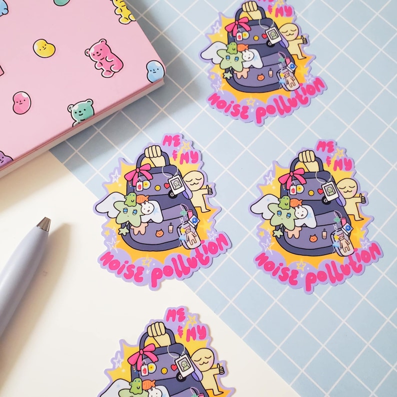 Me and My Noise Pollution Glossy Vinyl Sticker | Cute Trinket, Bag ...