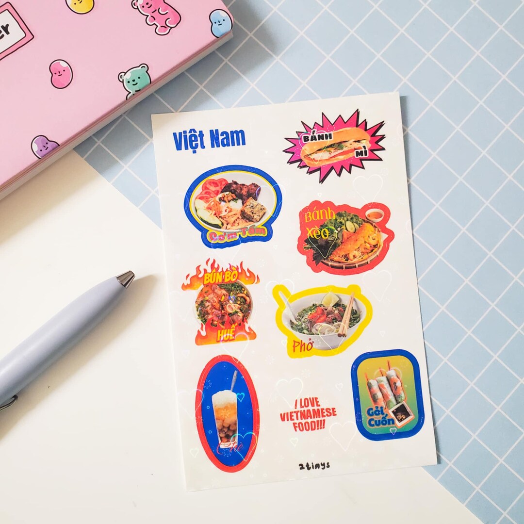 I Love Vietnamese Food Heart Holo Sticker Sheet | Cute, Funny ...